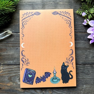 Note Pad A5 50 Sheets Halloween Orange Design With Black Cat Pixie Cold ...