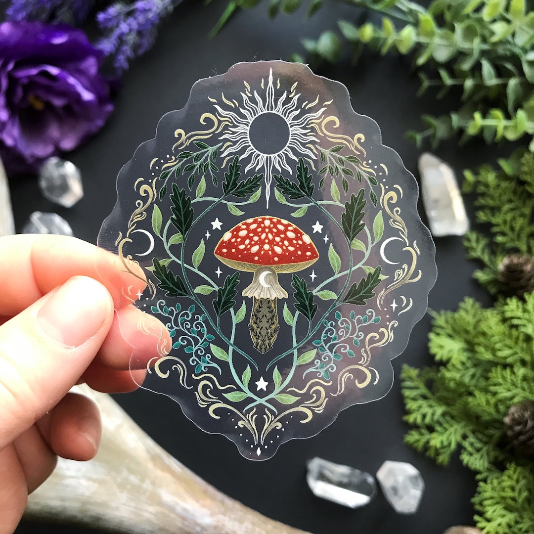 Beautiful Transparent Vinyl Sticker- Toadstool - Waterproof Sticker - Etsy