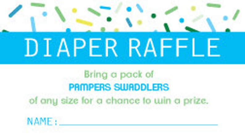 Baby Shower Sprinkle PAMPERS Diaper Raffle Instant Download Printable ...