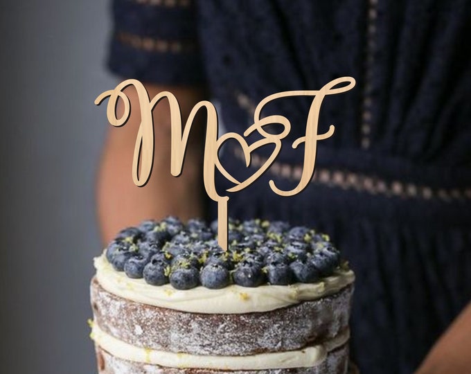Custom Initials Cake Topper, Initial Cake Topper, Script Letters Cake ...