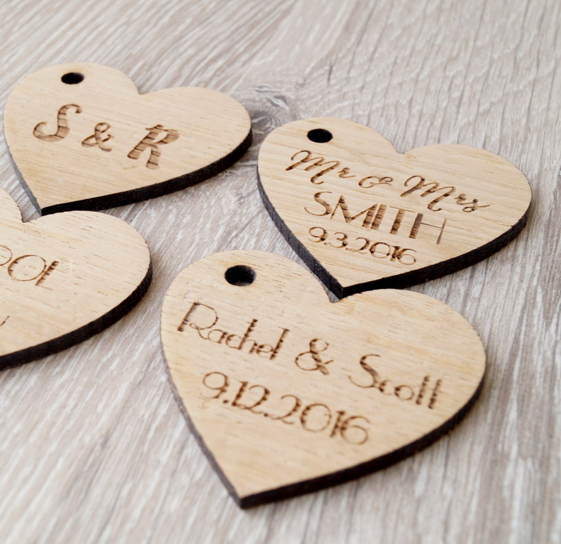 Custom Wedding Favor Tags, Personalized Wooden Tags, Heart Tags, Rustic ...