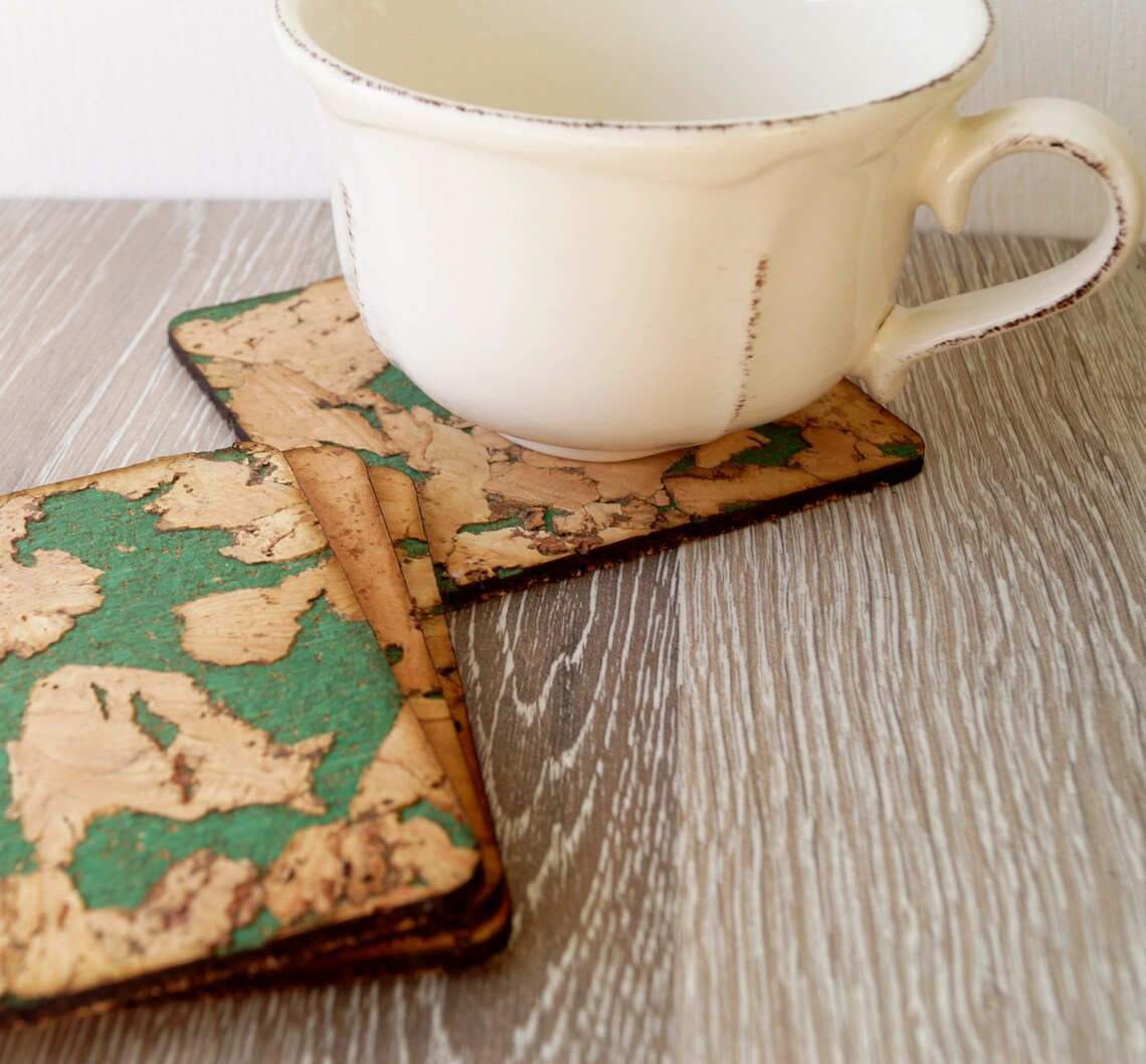 Rustic Cork Coasters Set of 4 - Etsy