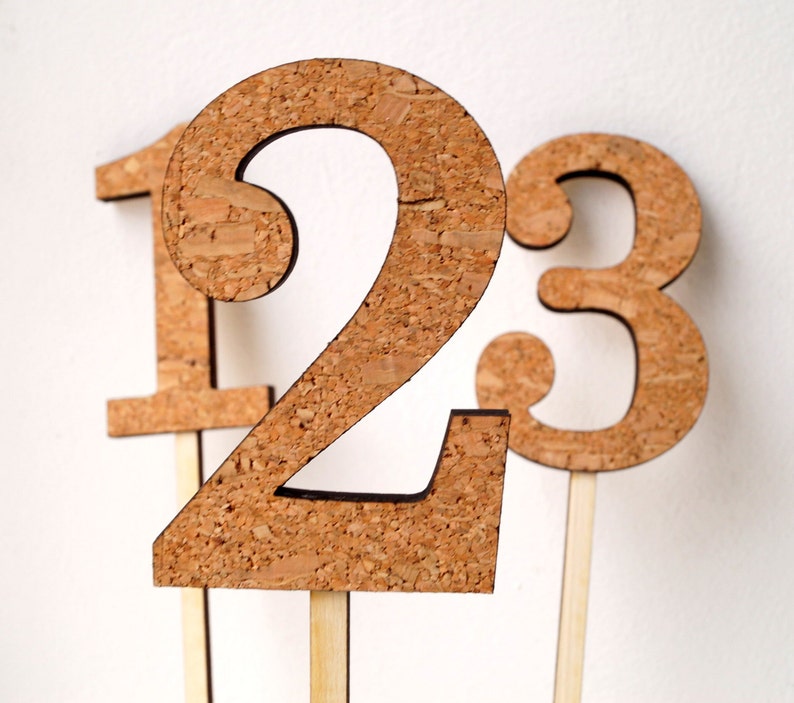Wedding Table Numbers, Rustic Table Numbers, Cork Wood Numbers on ...