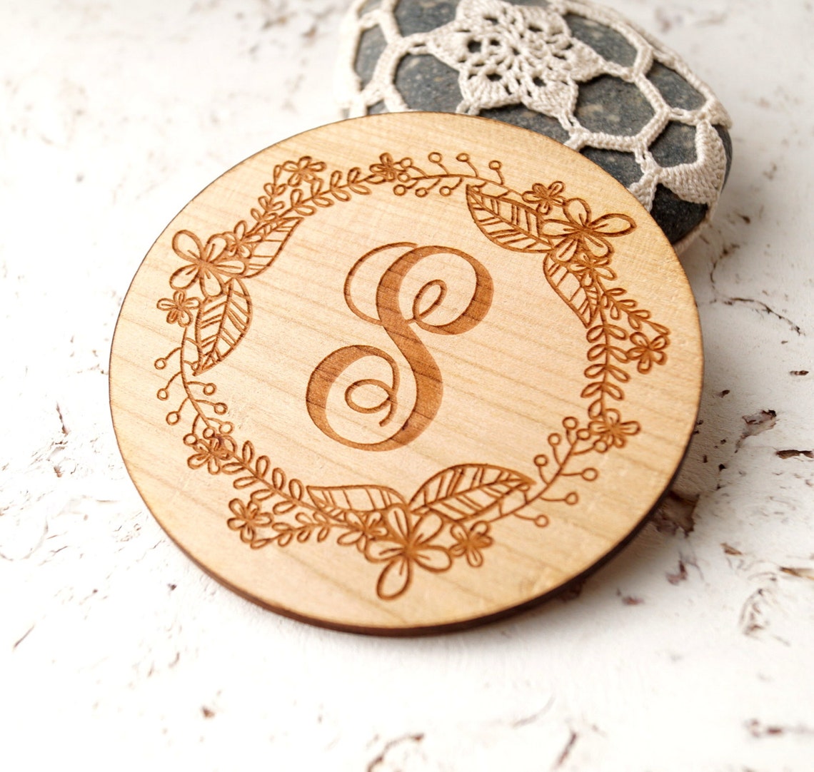 Monogram Wooden Coasters Personalized Custom Engraved Wood - Etsy