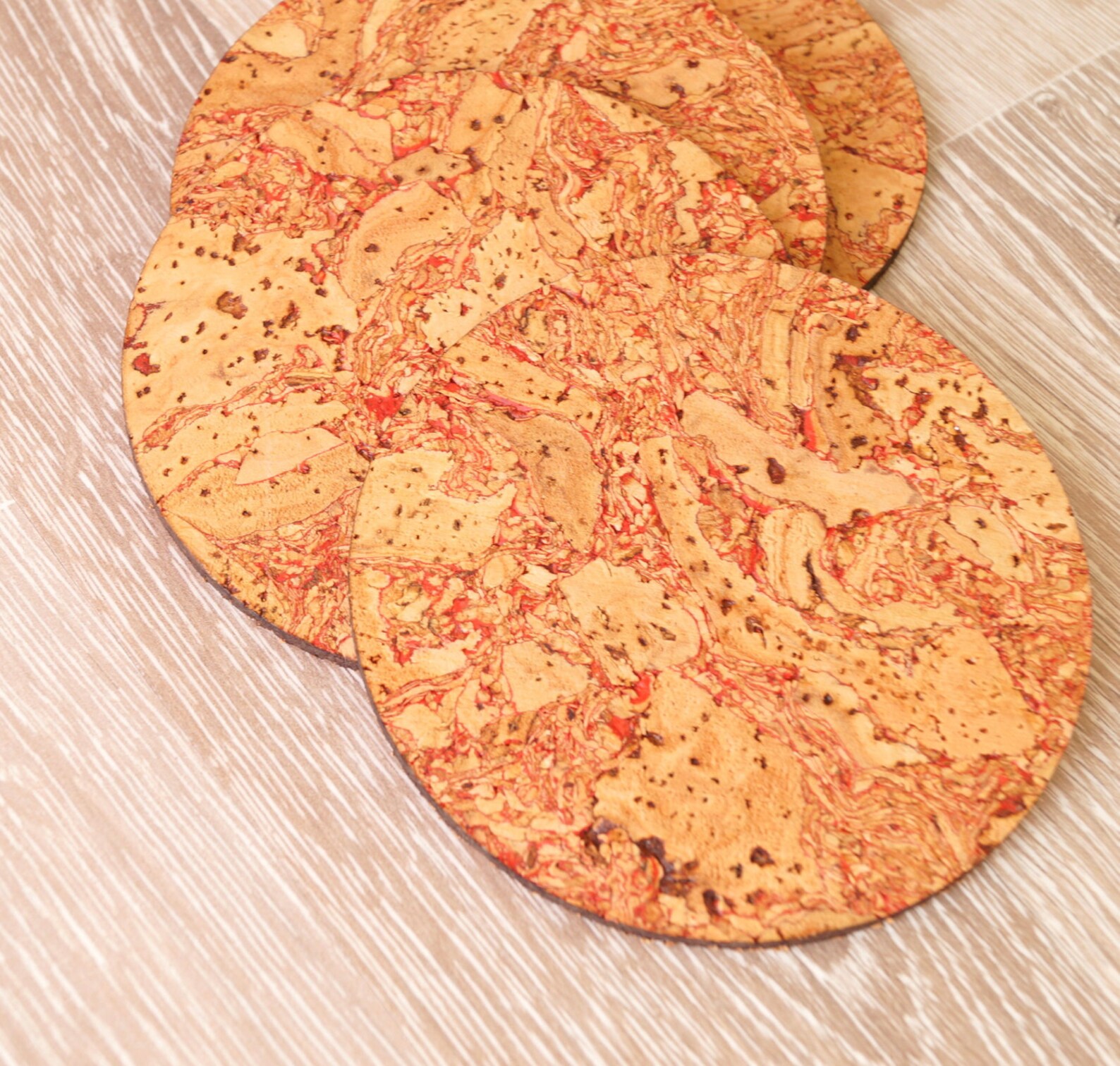 Cork Coasters, Rustic Wood and Cork Coasters, Round Trivets, Wedding or ...