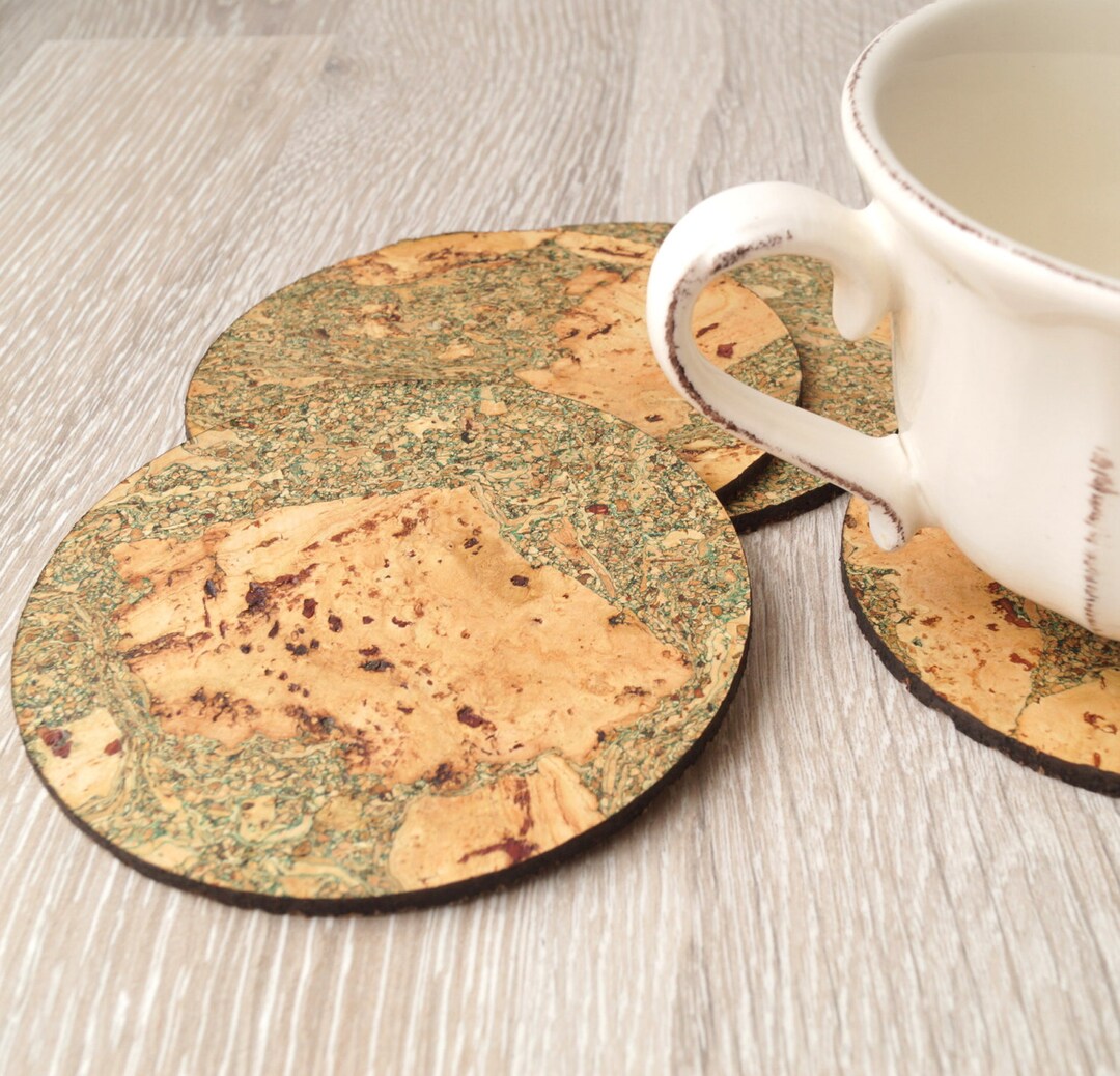 Cork Coasters, Rustic Coasters, Drink Coasters, Round Trivets, Natural ...