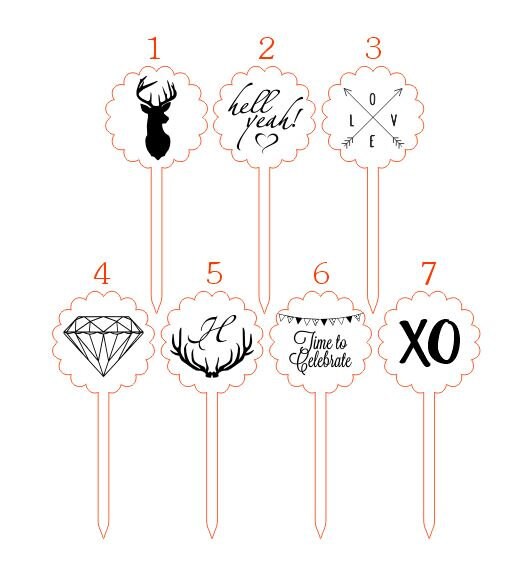 Wedding Cupcake Toppers Rustic Cupcake Toppers Wooden | Etsy