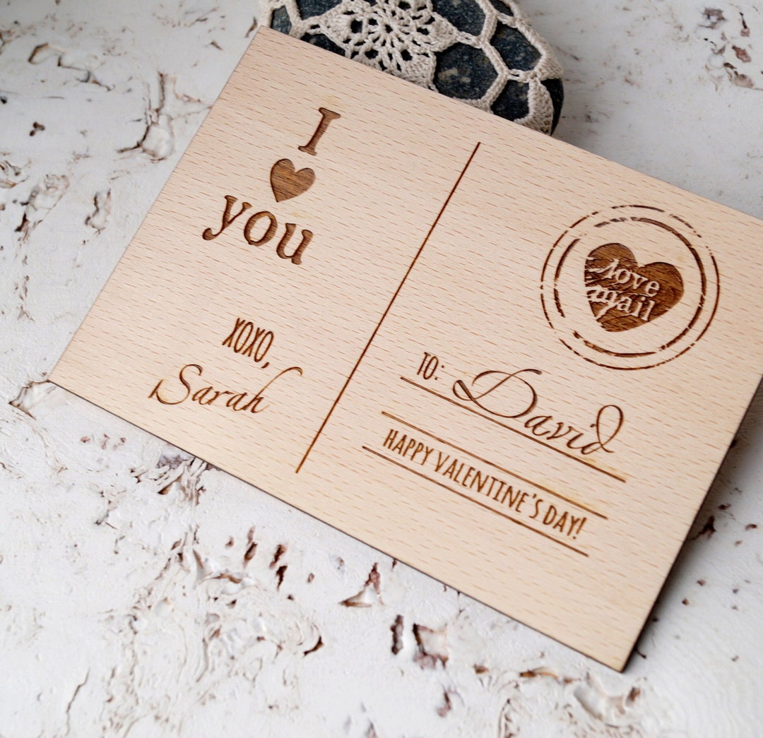 Valentine's Day Card, Personalized Engraved Wooden Card, Valentines Day ...