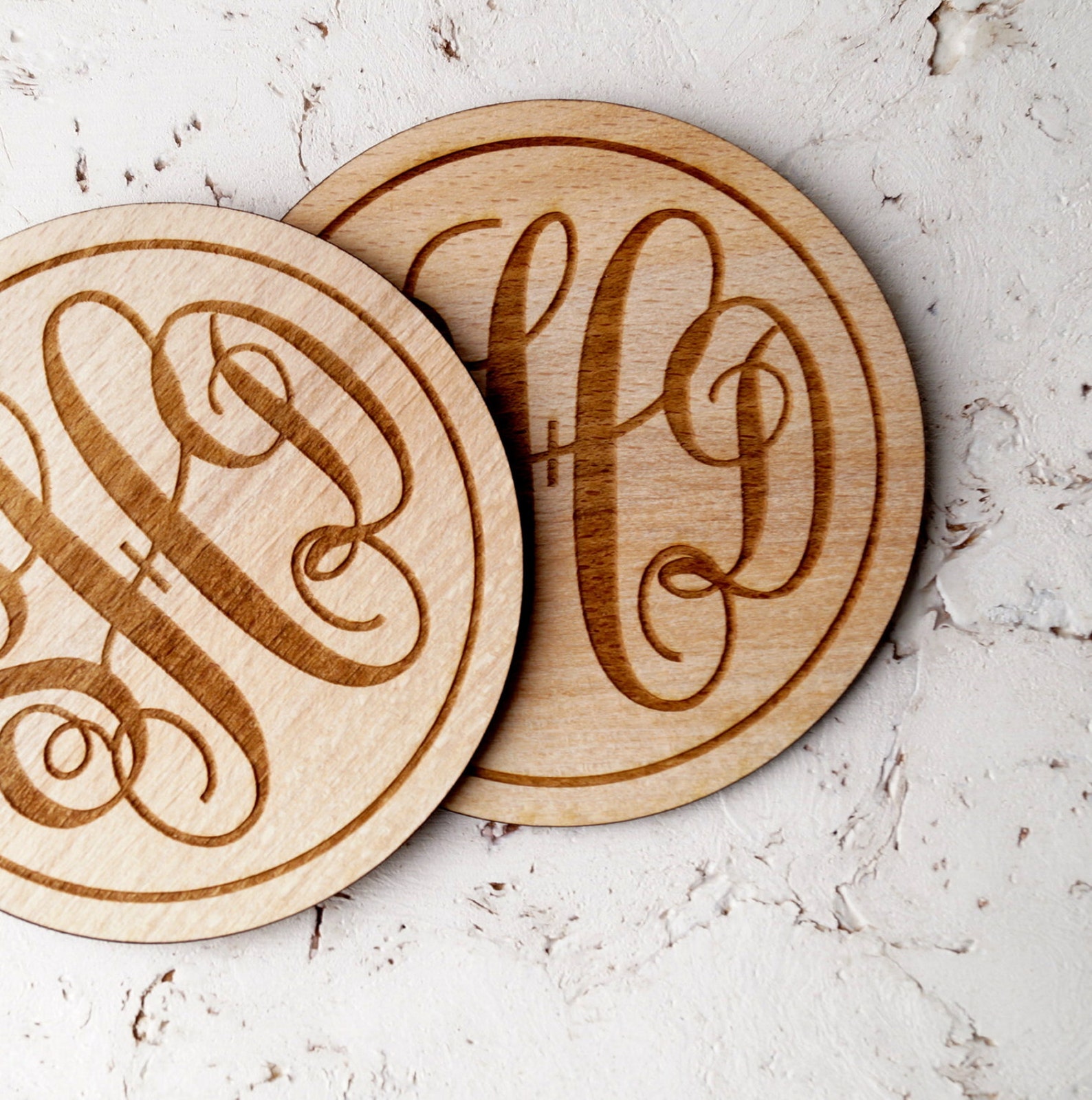 Personalized wooden coasters monogram coasters engraved | Etsy