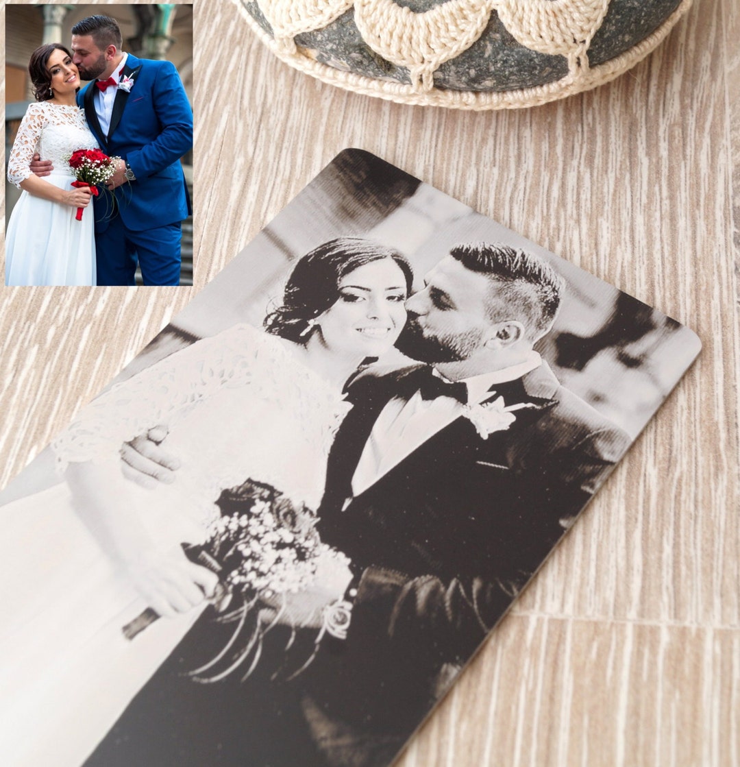 Metal Wallet Insert Card, Real Photo Engraved Wallet Card, Custom ...