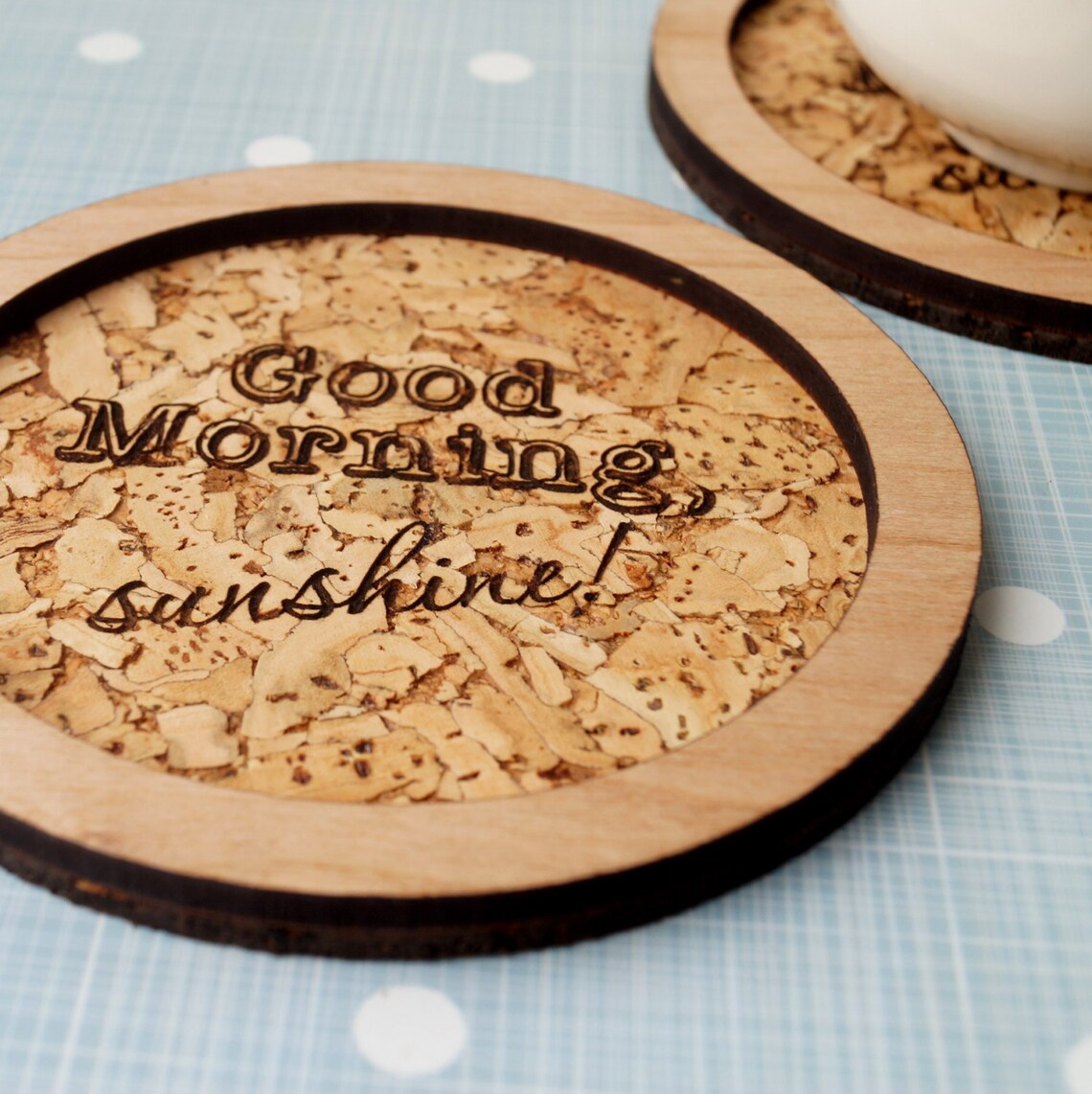 Personalized Cork Coasters Rustic Cork and Wood Drink - Etsy