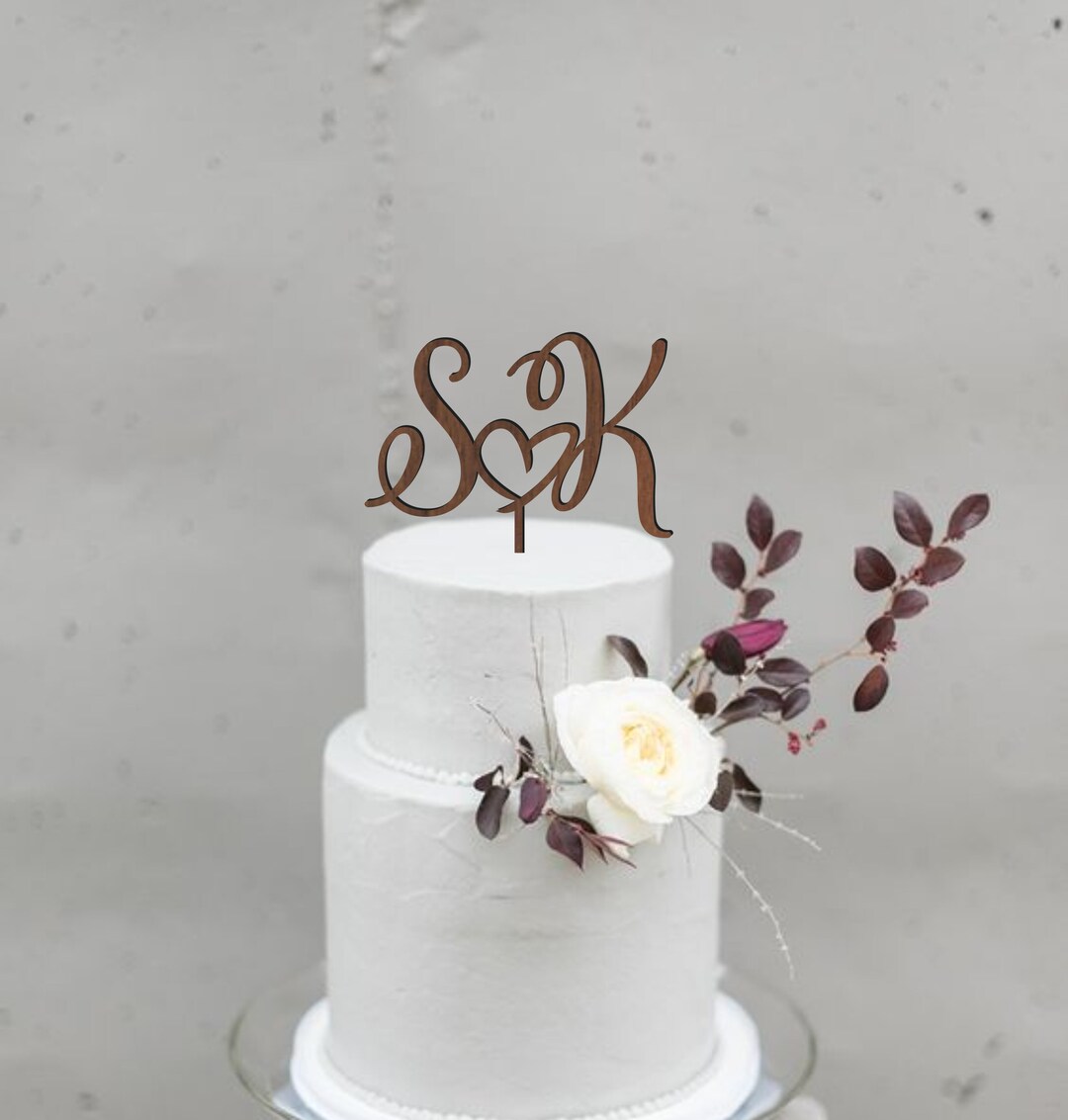 Wedding Cake Topper, Personalized Cake Topper, Initial Letters Cake ...