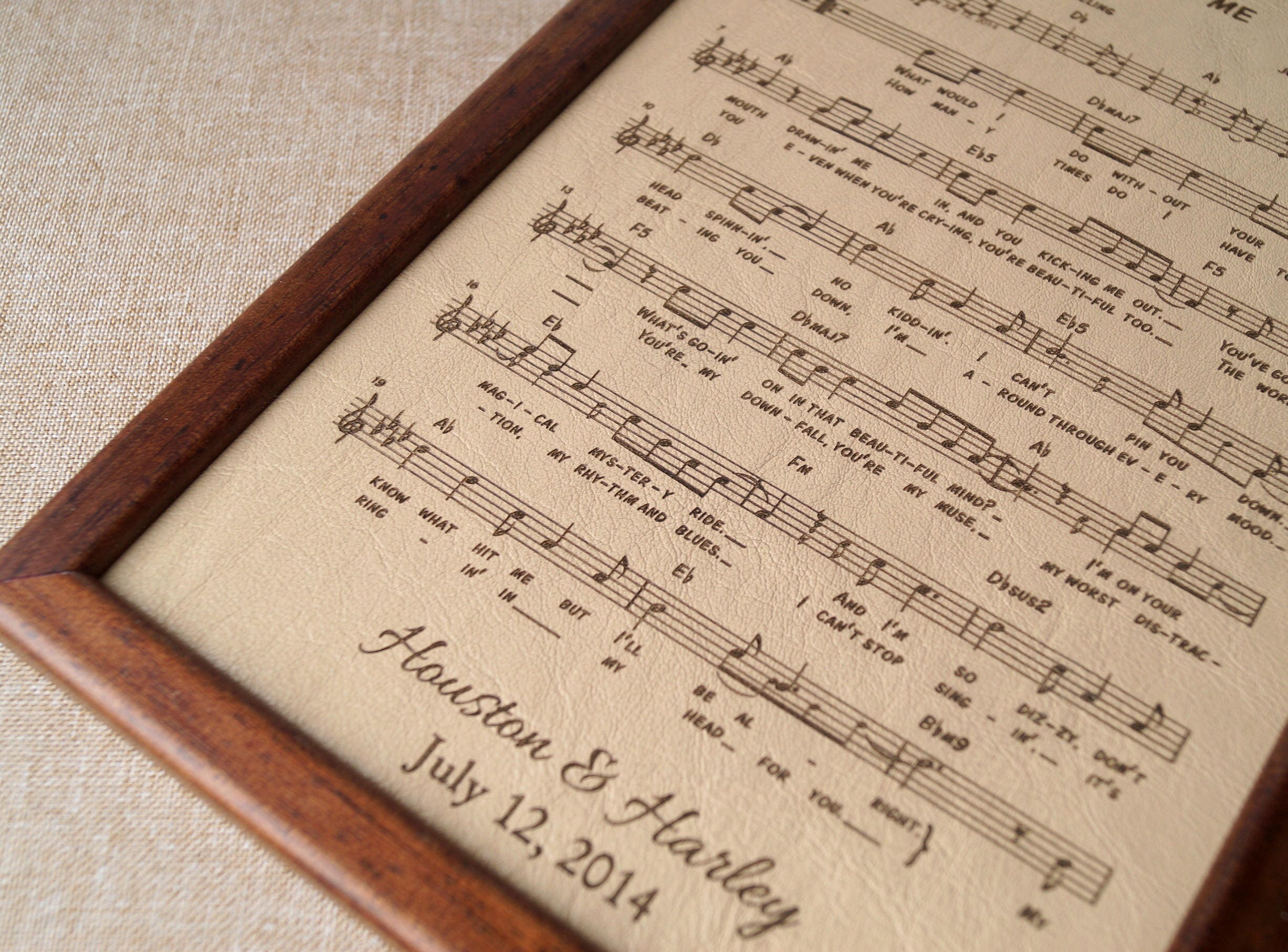 Personalized Music Sheet Engraved on Real Leather - Etsy