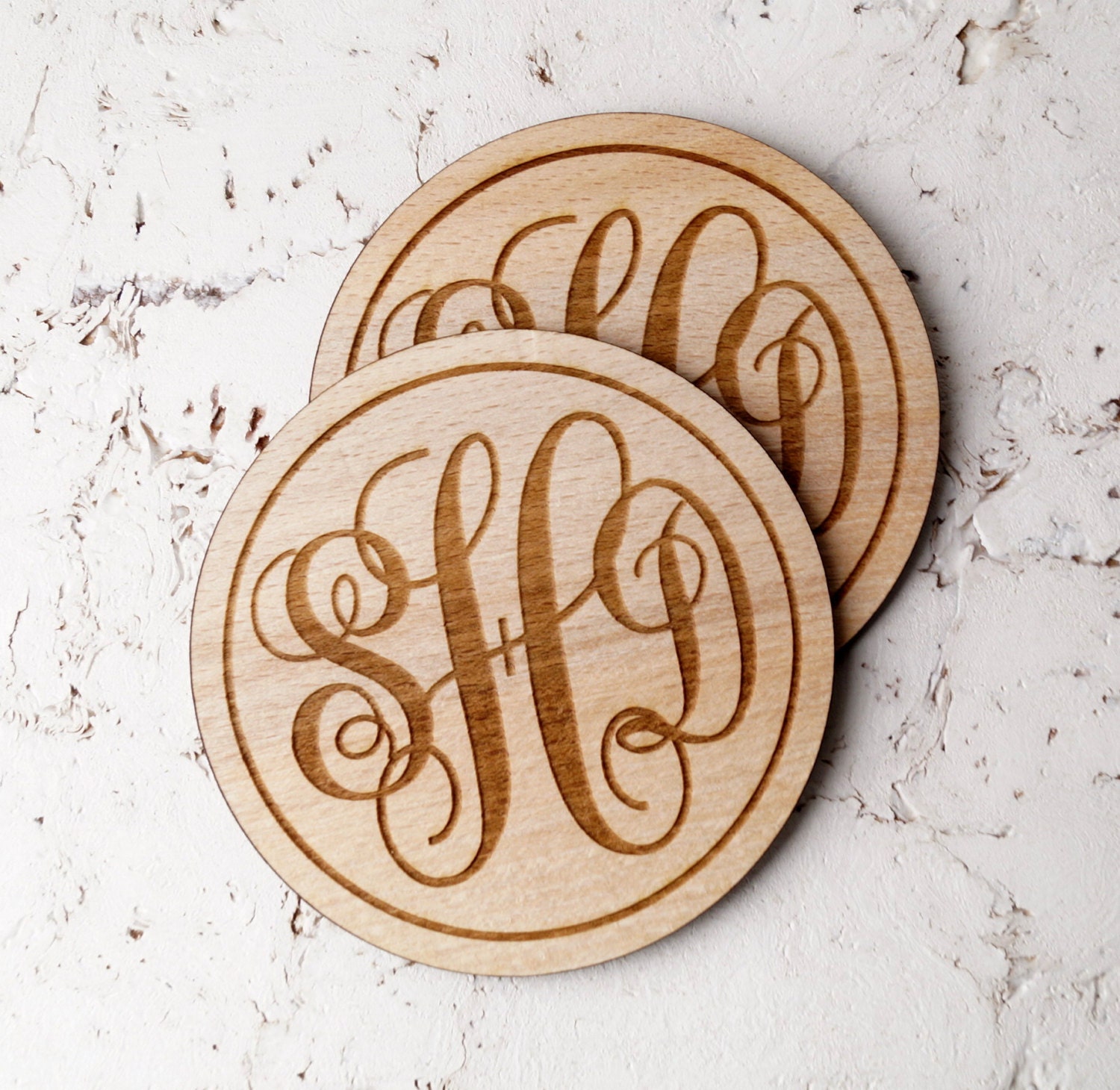 Personalized Wooden Coasters Monogram Coasters Engraved - Etsy