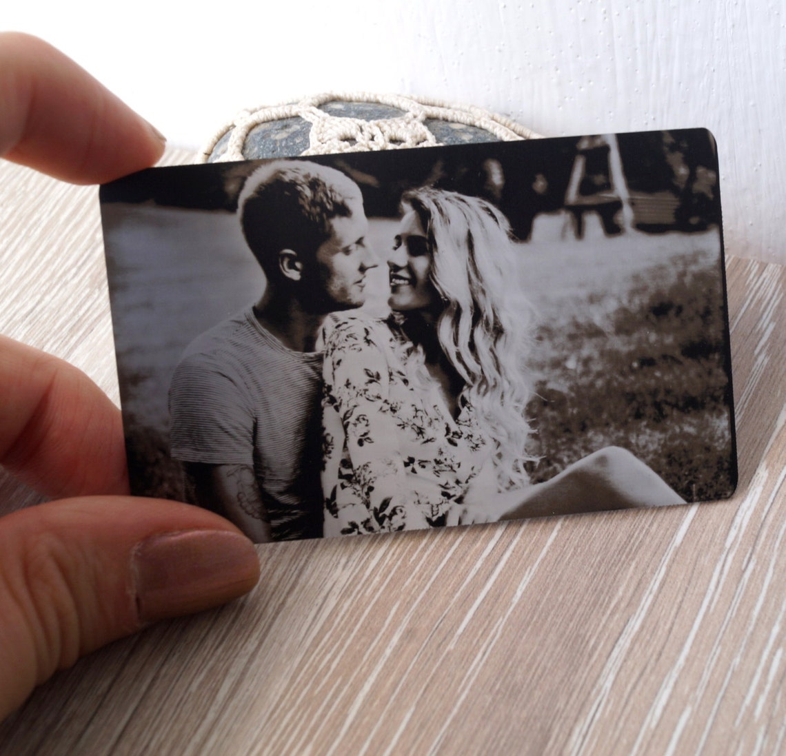 Metal Wallet Insert Card Real Photo Engraved Wallet Card - Etsy