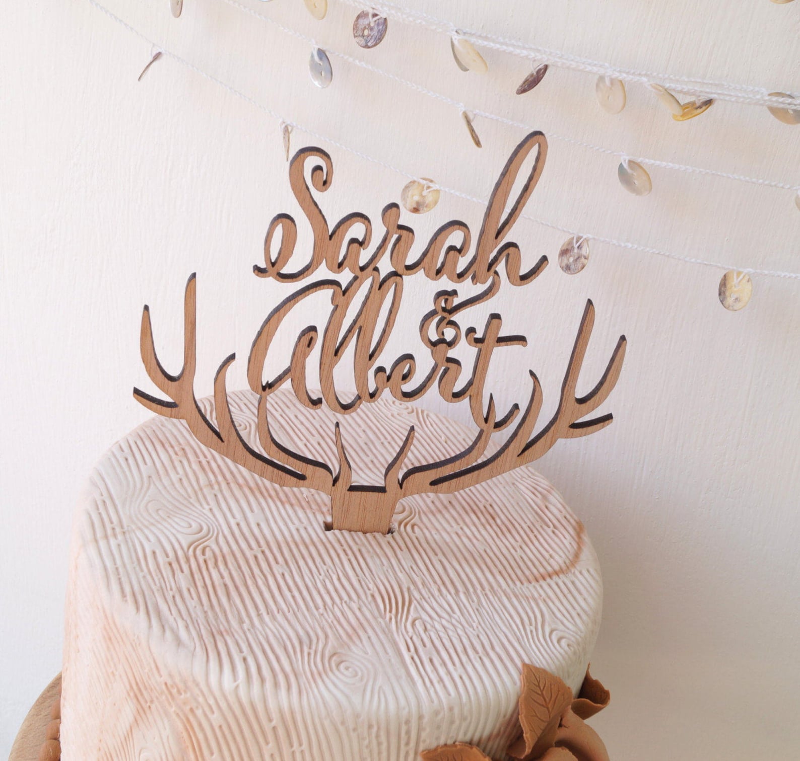 Wooden Deer Antlers Cake Topper Custom Cake Topperwedding - Etsy