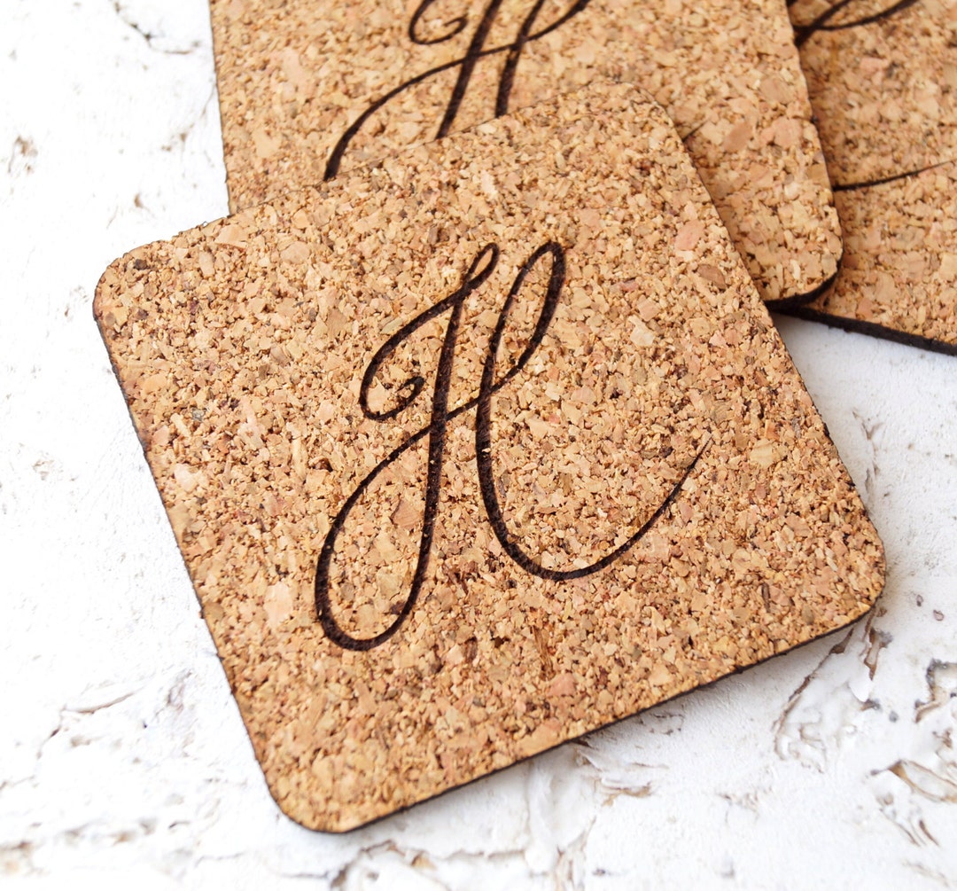 Monogram Cork Coasters, Personalized Coasters, Custom Engraved Coastes ...