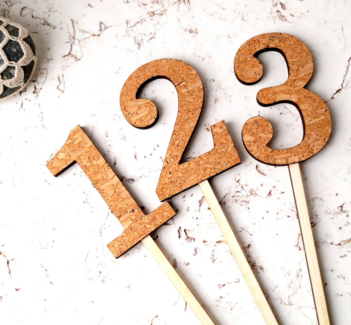 Wedding Table Numbers, Rustic Table Numbers, Cork Wood Numbers on ...