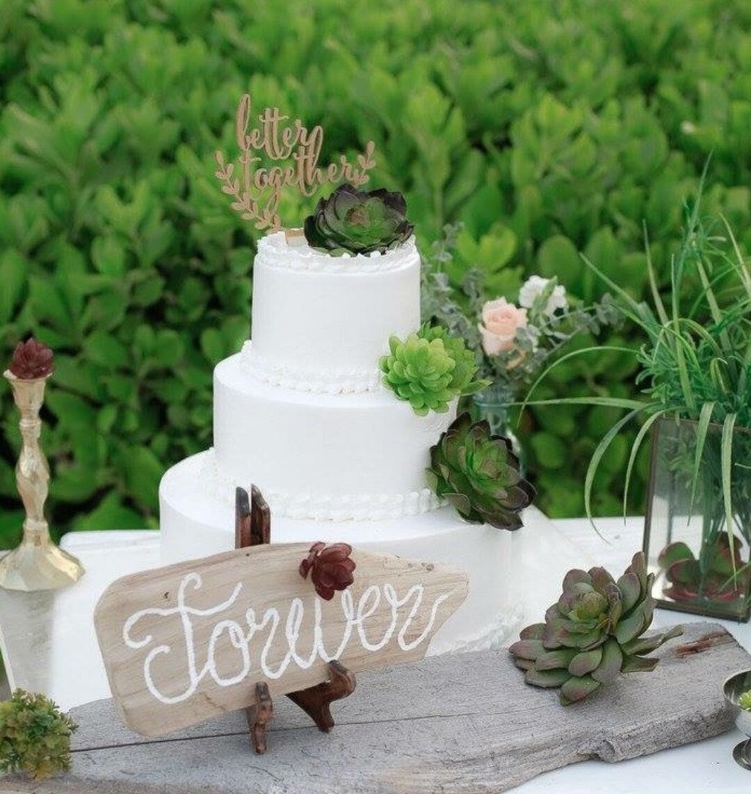 Wedding Cake Topper, Better Together Cake Topper, Rustic Wooden Cake ...