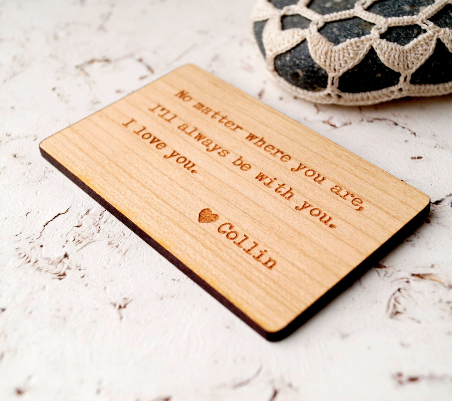 Cherry Wood Wallet Insert Card Personalized 5th Anniversary | Etsy