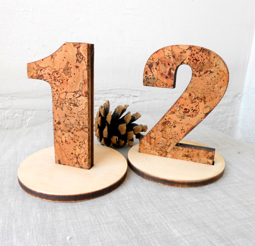 Wooden Table Numbers, Rustic Wedding Table Numbers, Cork Table Numbers ...