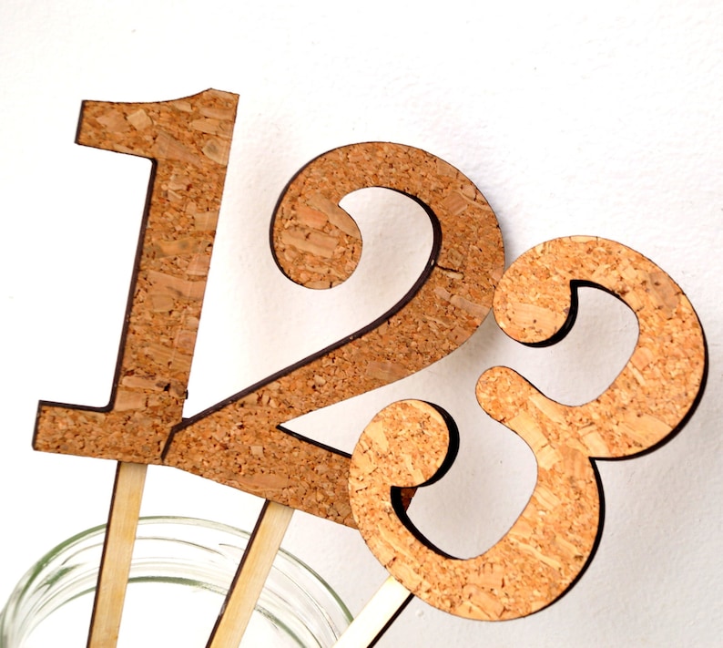 Wedding Table Numbers, Rustic Table Numbers, Cork Wood Numbers on ...