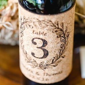 Cork Table Numbers Wine Label Design, Personalized Wedding Wine Labels ...