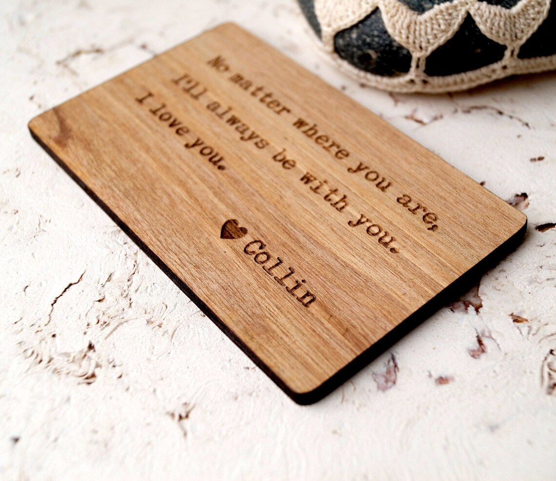 Walnut Wood Wallet Insert Card Personalized 5th Anniversary - Etsy