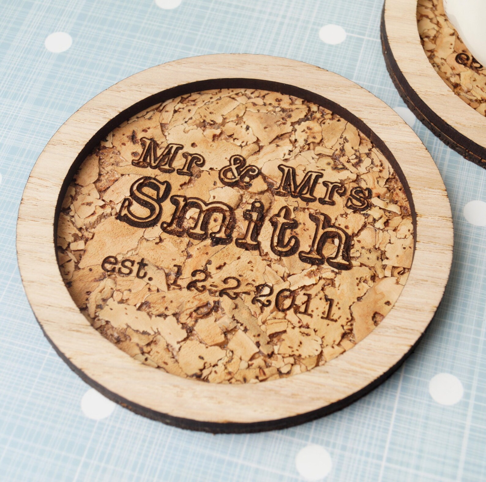 Personalized Wood and Cork Coasters Rustic Coasters Drink Coasters ...