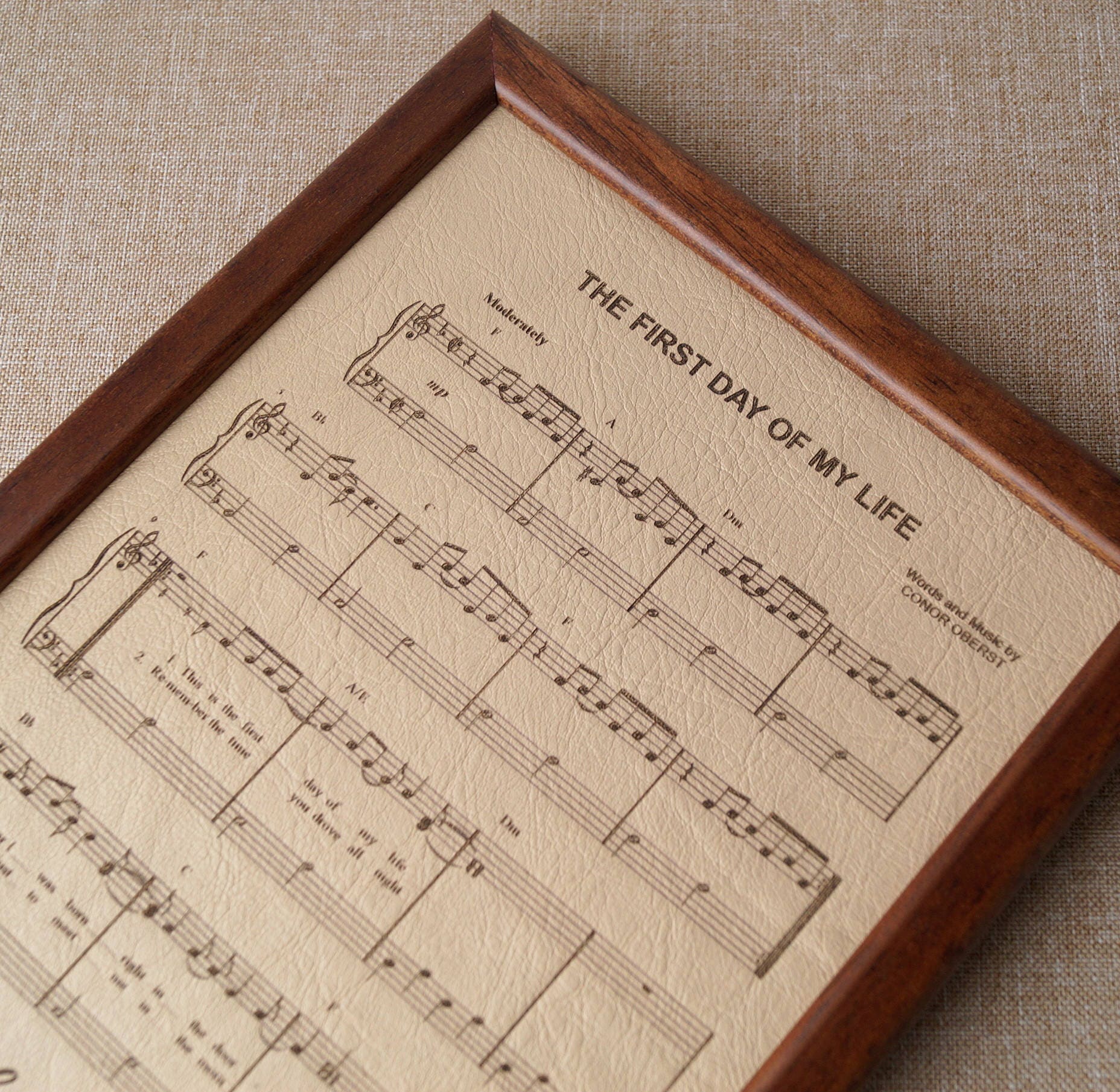 Leather Engraved Music Sheet, Personalized Framed Music Notes, 3rd ...