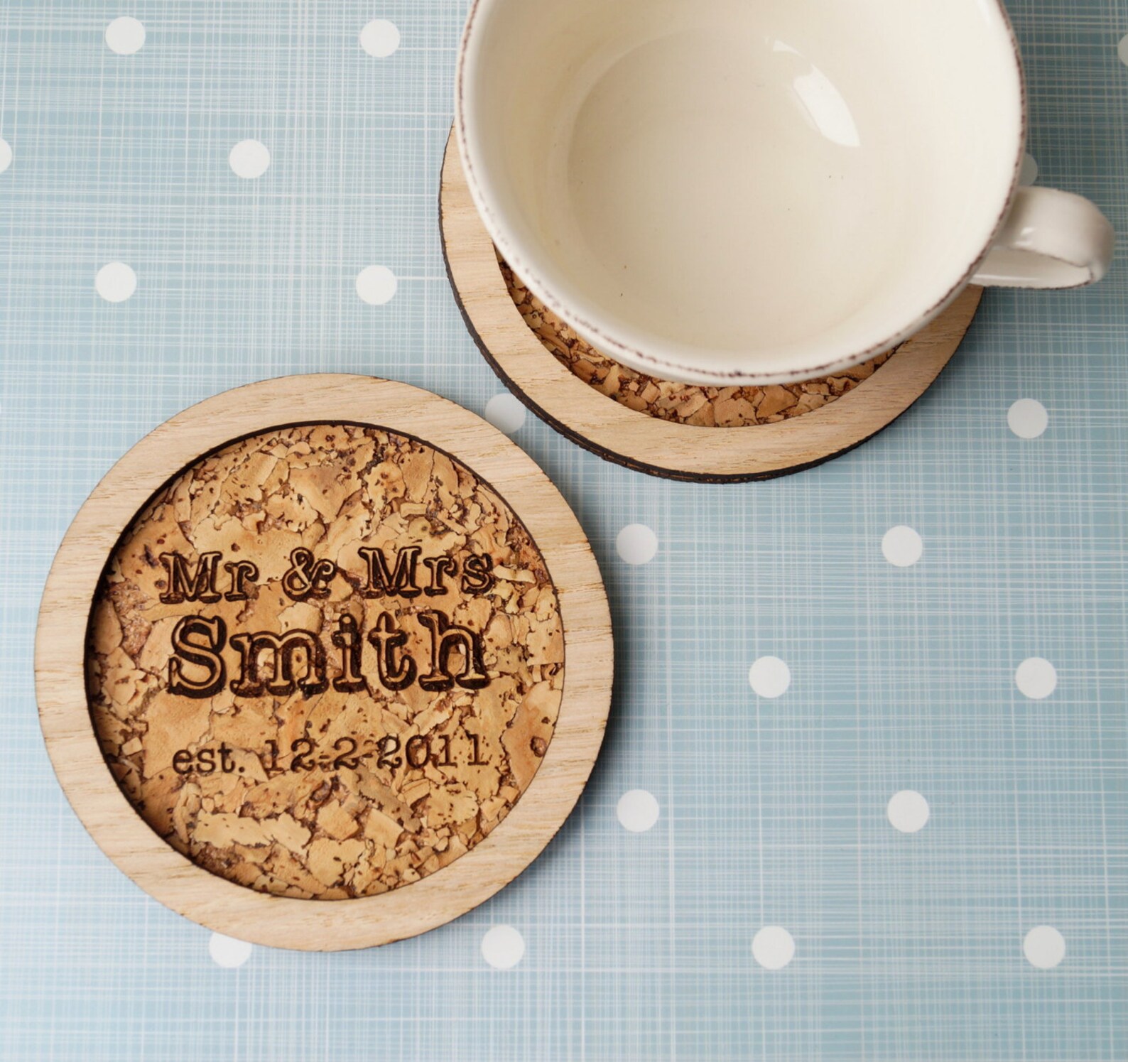 Personalized Wood and Cork Coasters Rustic Coasters Drink Coasters ...