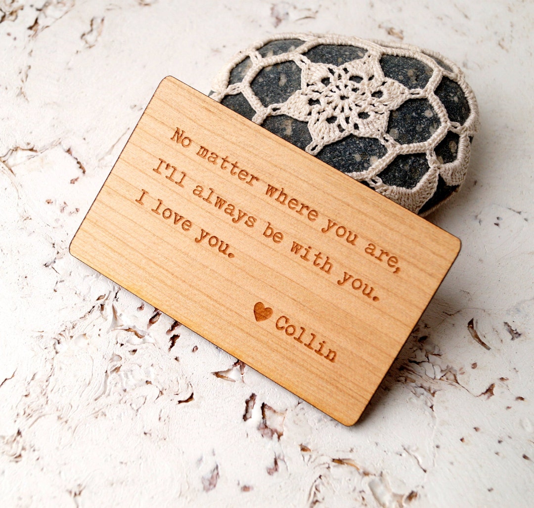 Cherry Wood Wallet Insert Card, Personalized 5th Anniversary Gift ...