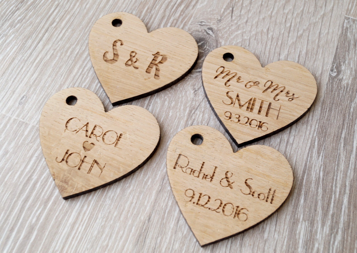 Custom Wedding Favor Tags, Personalized Wooden Tags, Heart Tags, Rustic ...