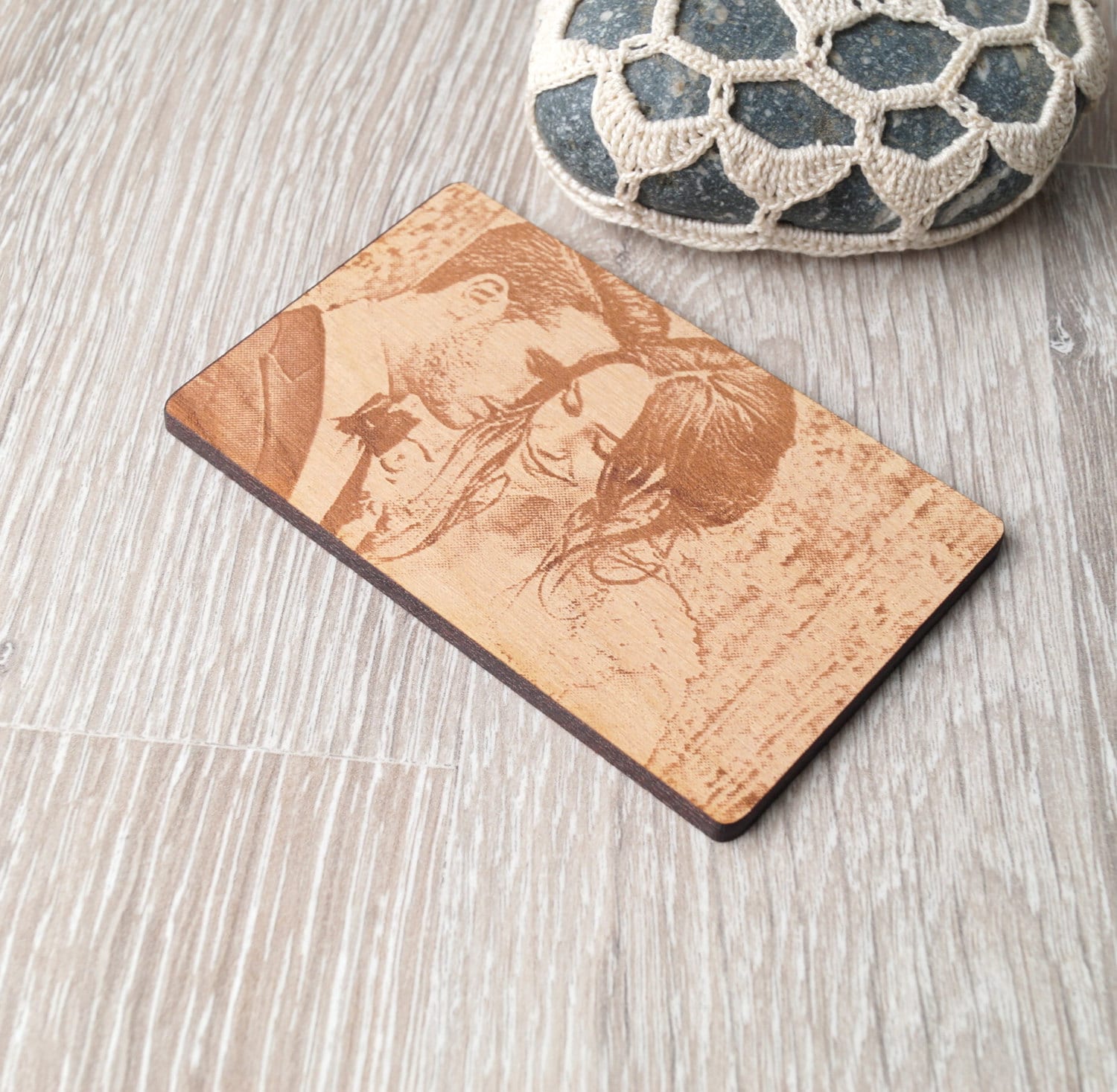 Real Photo Engraving Wooden Wallet Insert Card Personalized | Etsy