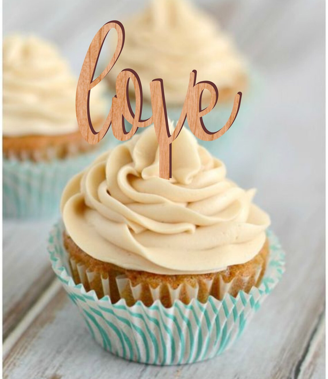 Love Cupcake Toppers, Wedding Cupcake Topper, Wooden Cupcalke Picks ...