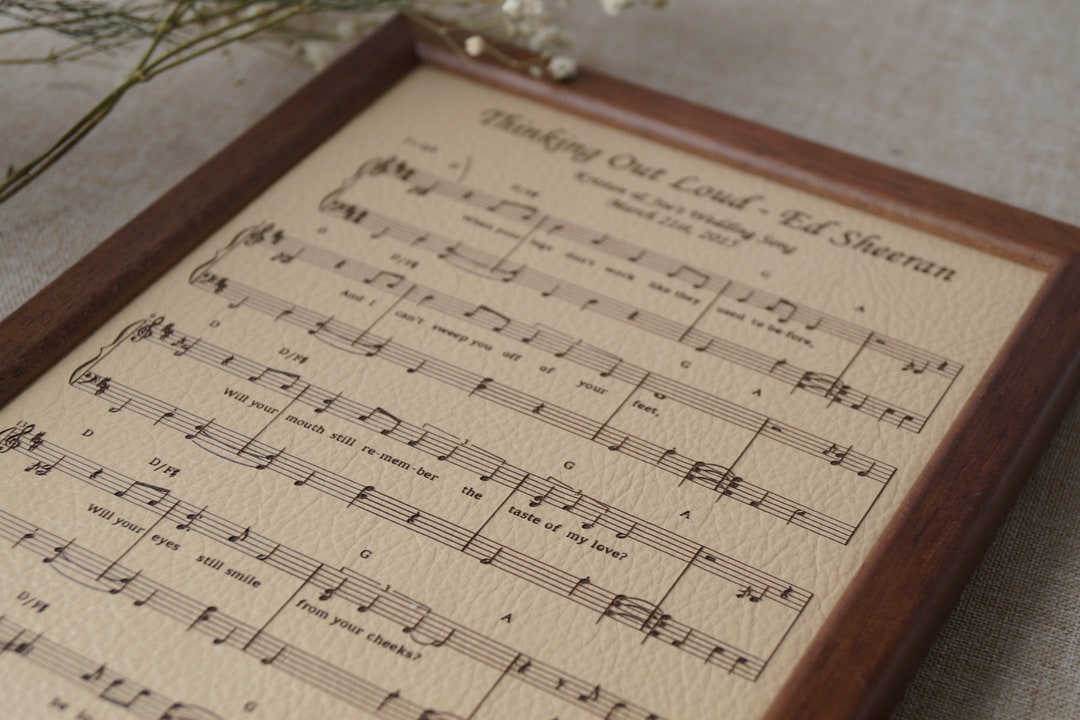Leather Engraved Music Sheet, Personalized Framed Music Notes, 3rd ...
