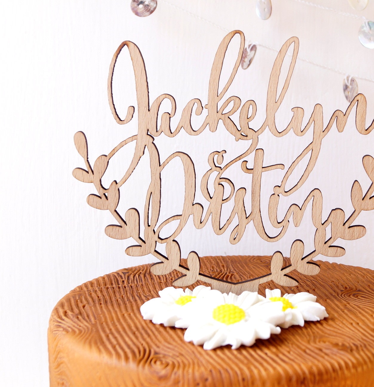 Personalized wedding cake topper wooden rustic cake topper | Etsy