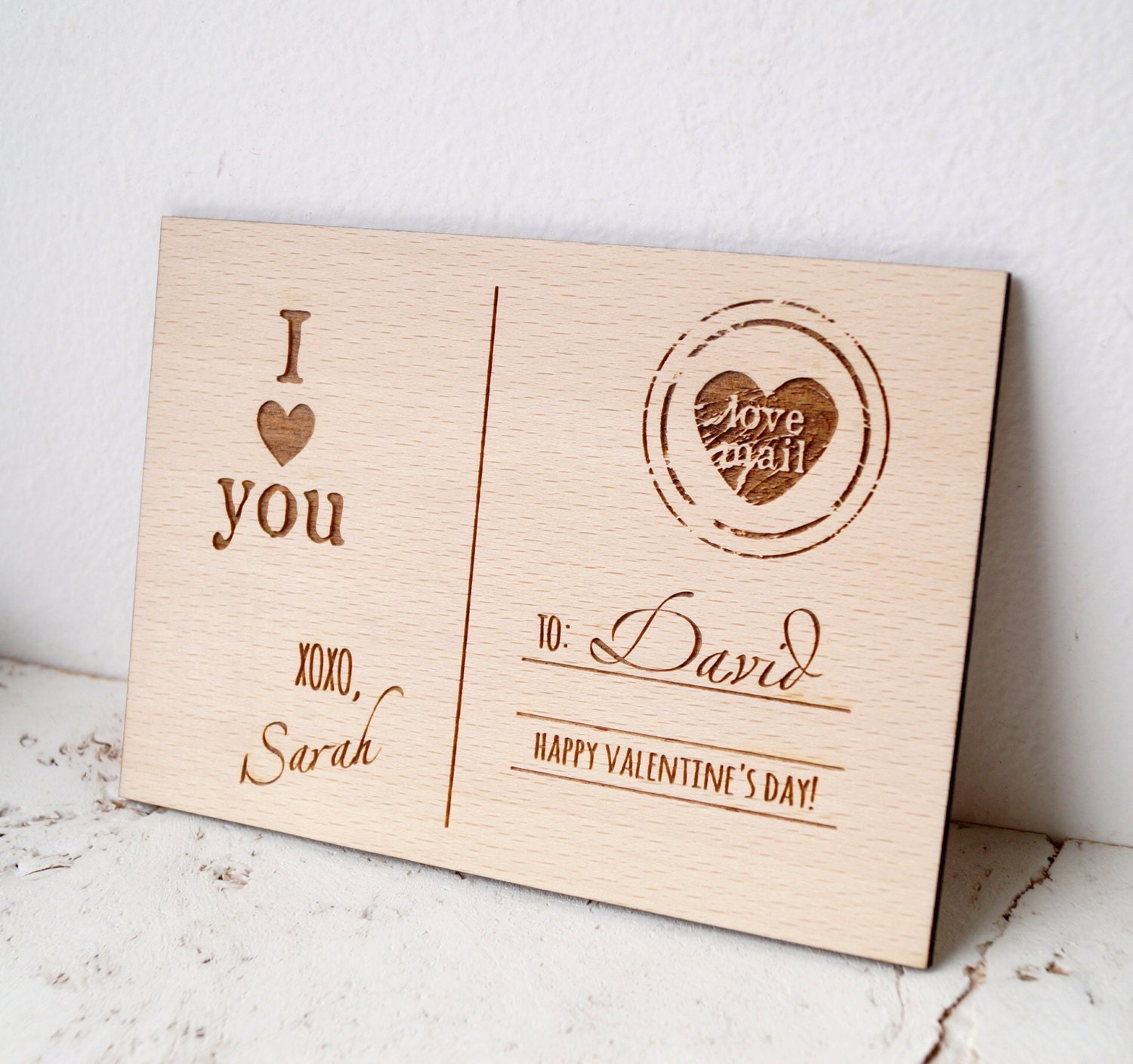 Valentine's Day Card Personalized Engraved Wooden Card - Etsy