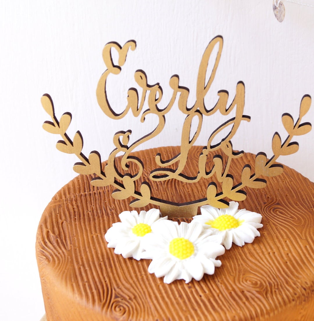 Custom Wedding Cake Topper, Rustic Wooden Cake Topper, Personalized ...