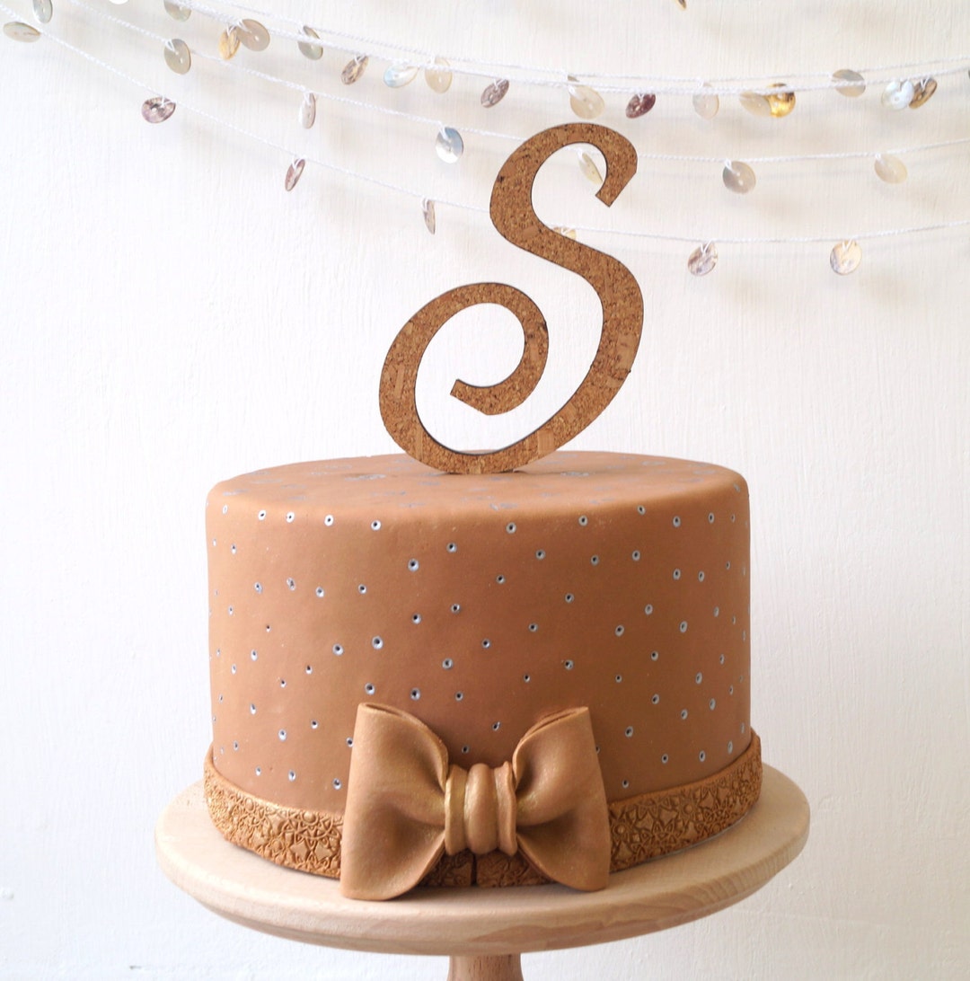 Wedding Cake Topper, Cork Cake Topper, Rustic Cake Topper, Single ...