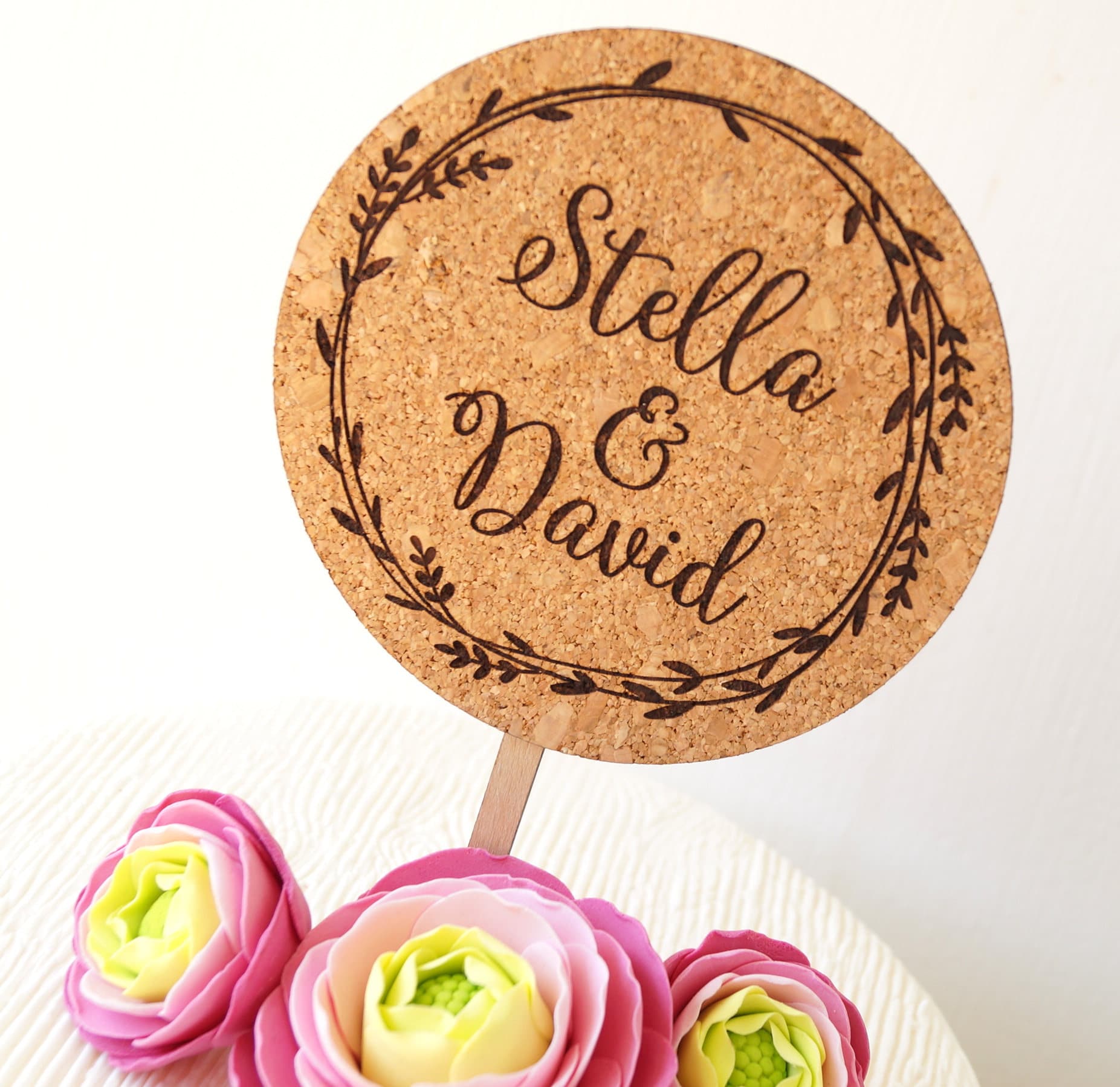 Wedding Cake Topper Rustic Cake Topper Cork Cake Topper | Etsy