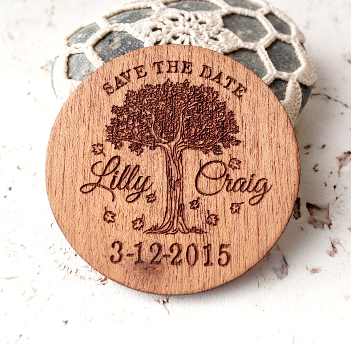 Wedding Save the Date, Wooden Save the Date Magnet, Rustic Save the ...