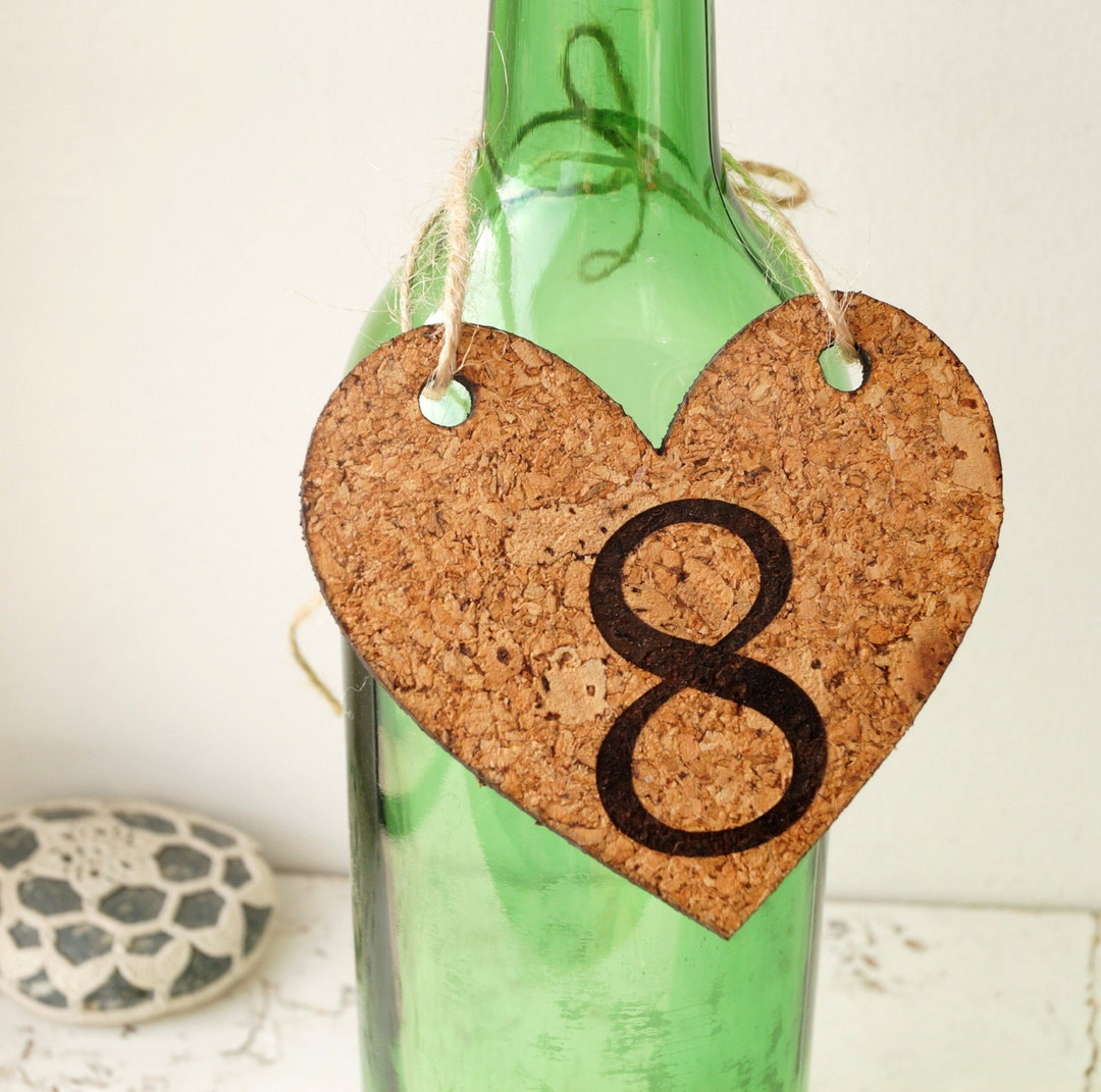 Wedding Table Numbers, Cork Table Numbers, Heart Numbers, Rustic Table ...
