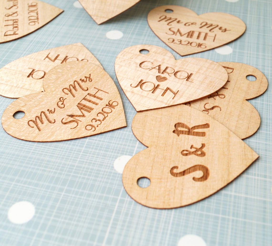Wedding Favor Tags, Personalized Favor Tags, Custom Engraved Wooden ...
