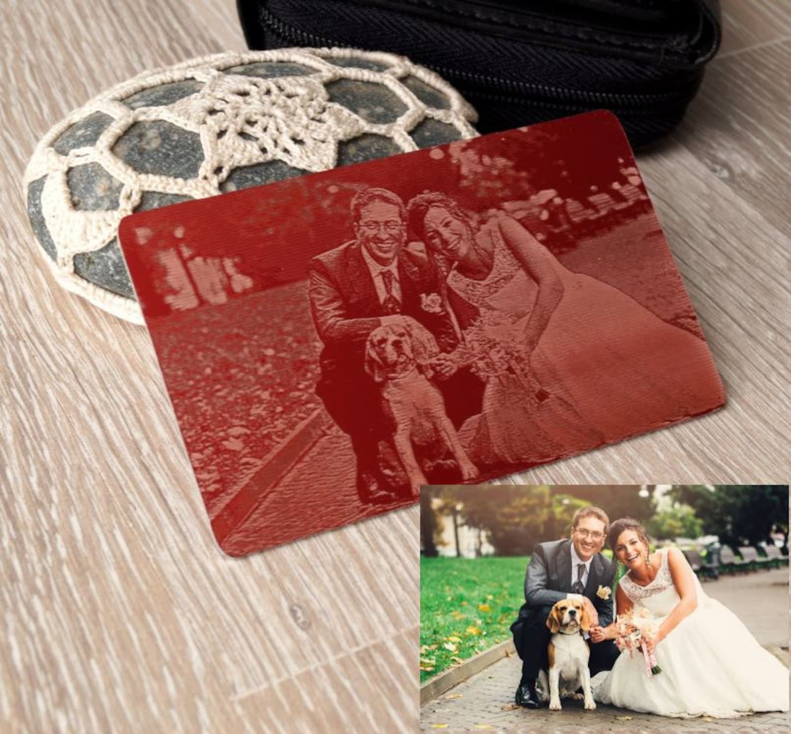 Personalized Wallet Insert Card, Real Photo Engraved Wallet Card ...