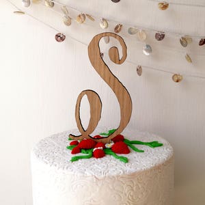 Wedding Cake Topper, Monogram Cake Topper, Rustic Cake Topper, Single ...