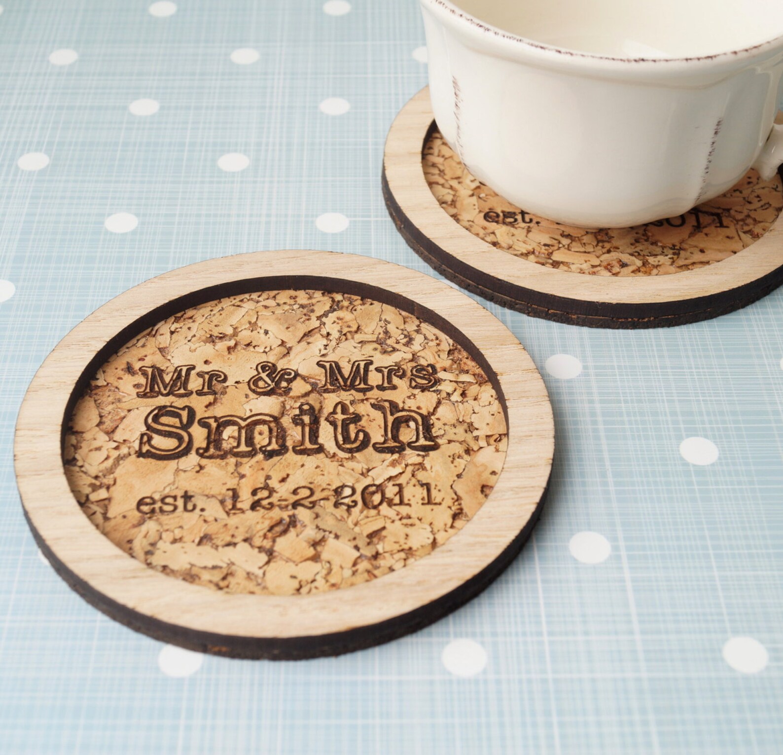 Personalized Wood and Cork Coasters Rustic Coasters Drink | Etsy