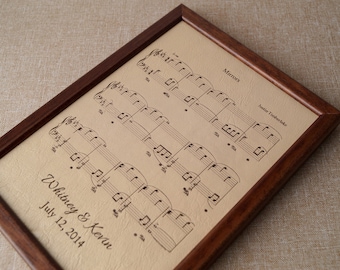 Leather Engraved Music Sheet Personalized Framed Music Notes | Etsy
