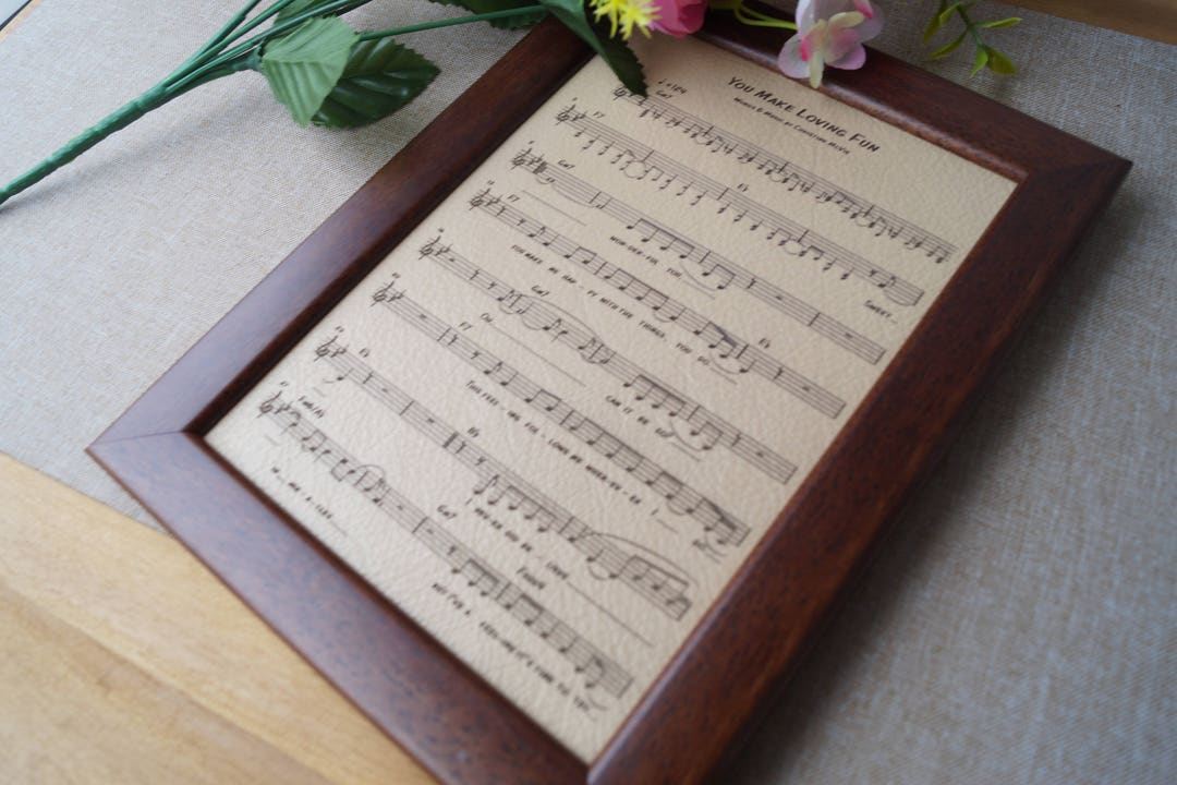 Leather Engraved Music Sheet, Personalized Framed Music Notes, 3rd ...