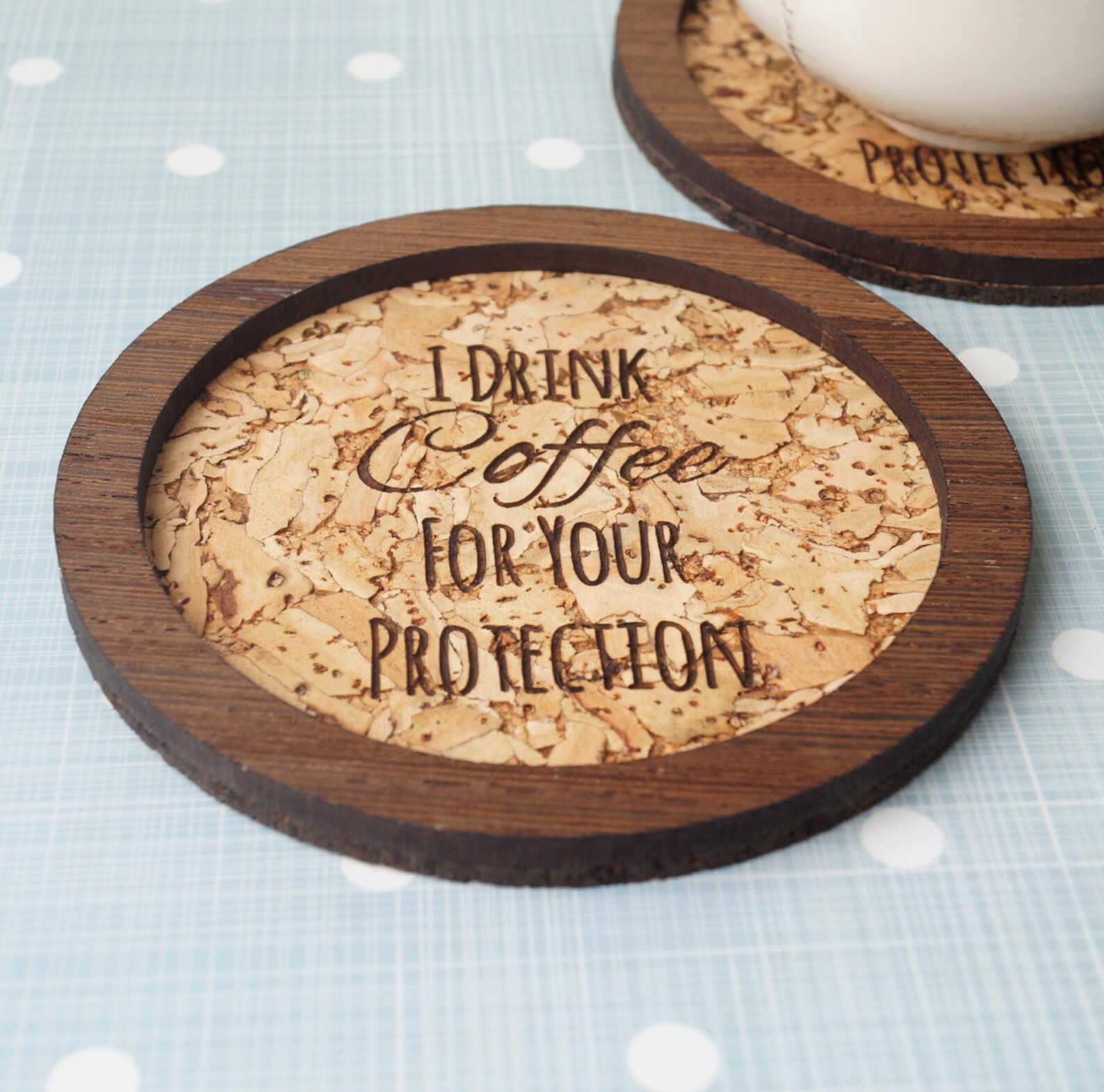 Personalized Cork Coasters Rustic Cork and Wood Drink - Etsy